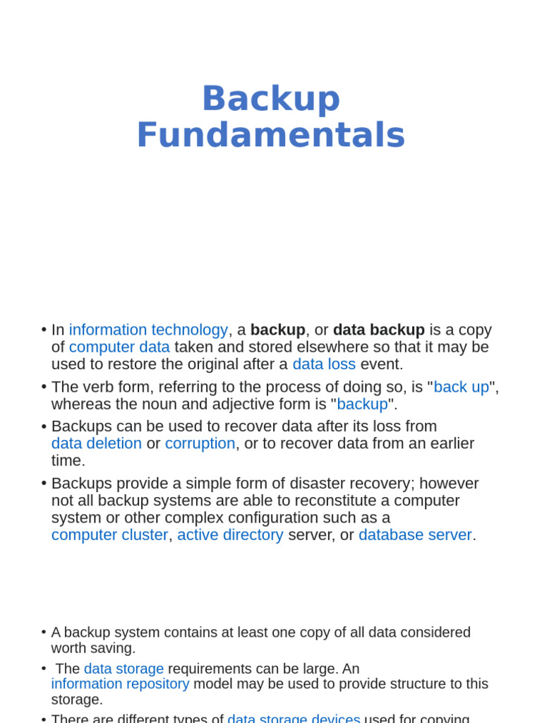 Backup Fundamentals | PDF | Backup | Cloud Computing