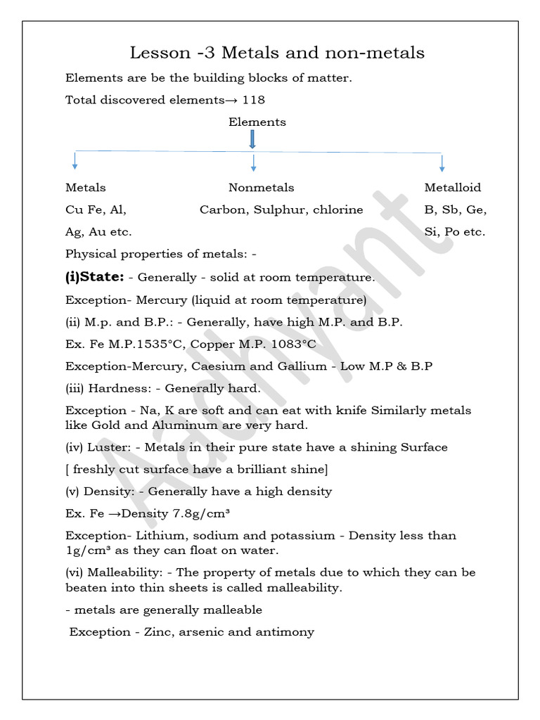 Lesson 3 Metals and Non Metals | PDF | Rust | Metals