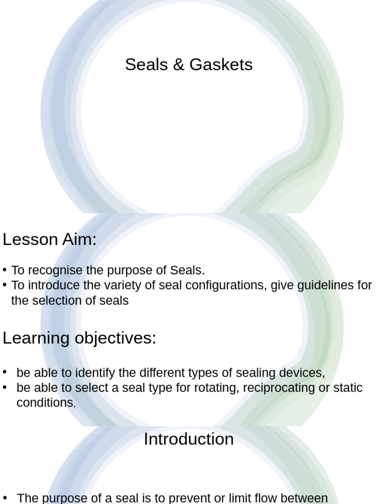 Seals and Gaskets | PDF | Mechanical Engineering | Applied And Interdisciplinary Physics