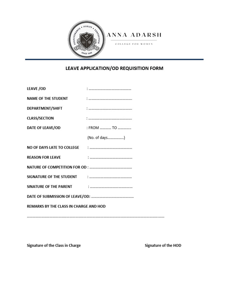 Leave Od Form | PDF