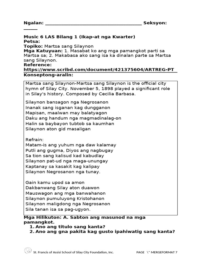 Martsa sang Silaynon Lyrics Analysis | PDF | Christian Worship And ...