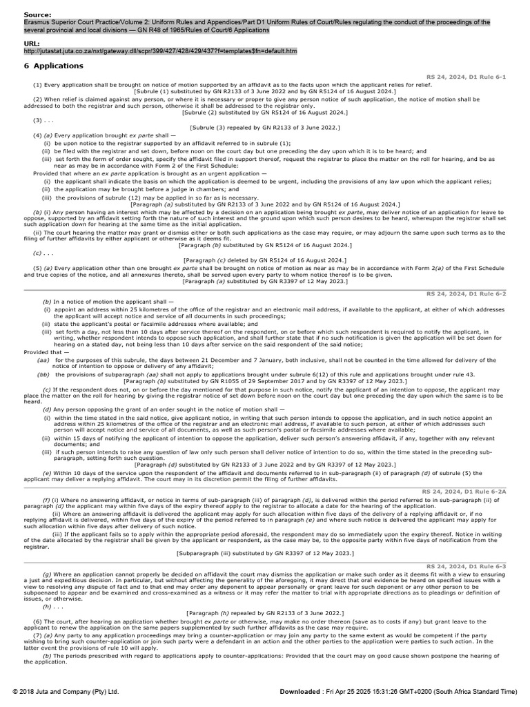 6 Applications | PDF | Affidavit | Ex Parte