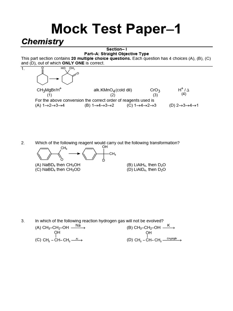 Mock Test Organic Chemistry-Mains | PDF | Amine | Acid