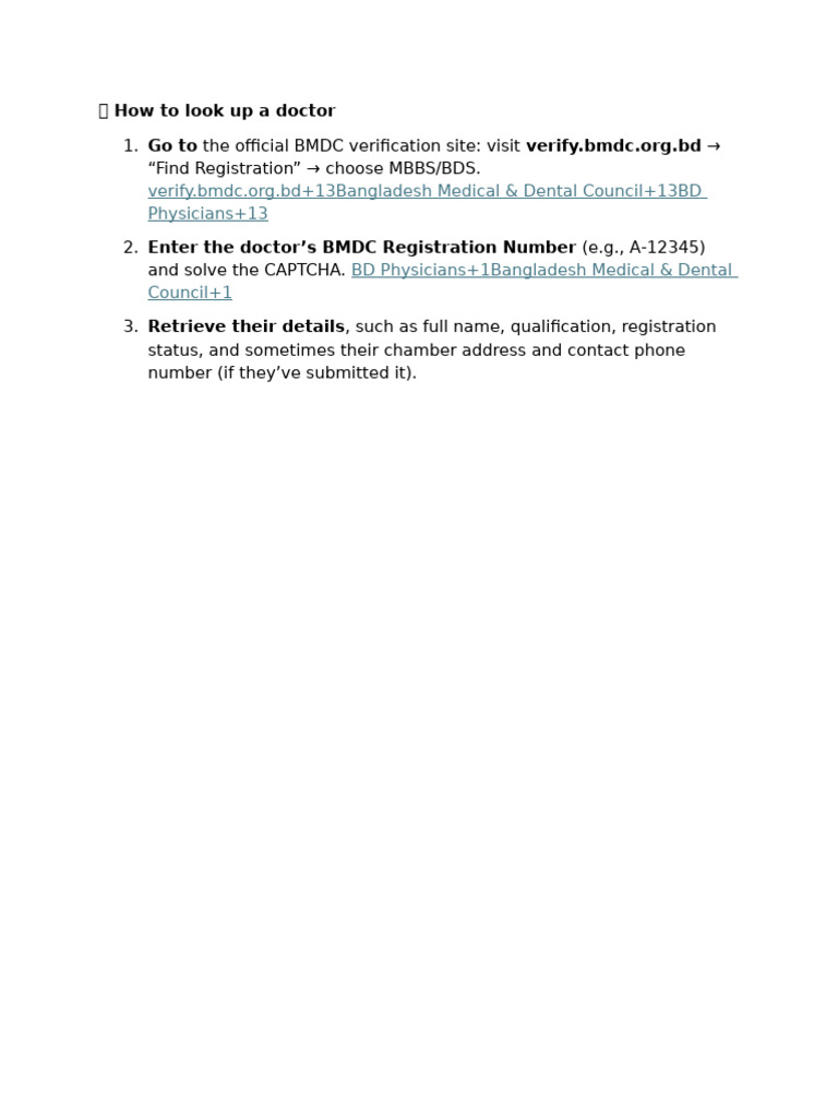 Verify BMDC Registered Doctors Online | PDF