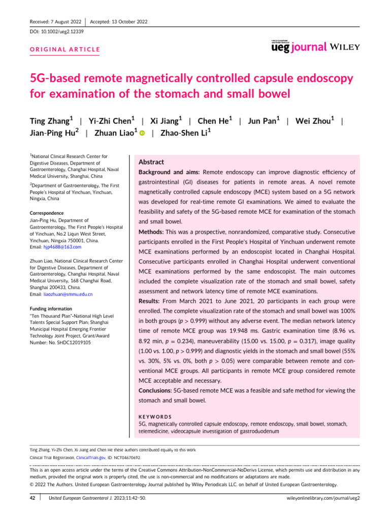5G Based Remote Magnetically Controlled Capsule Endos | PDF | Stomach | Endoscopy