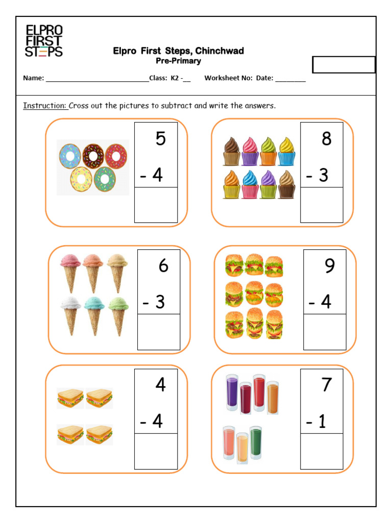 WS K2 Numeracy February Vertical Subtraction 2020-21 | PDF