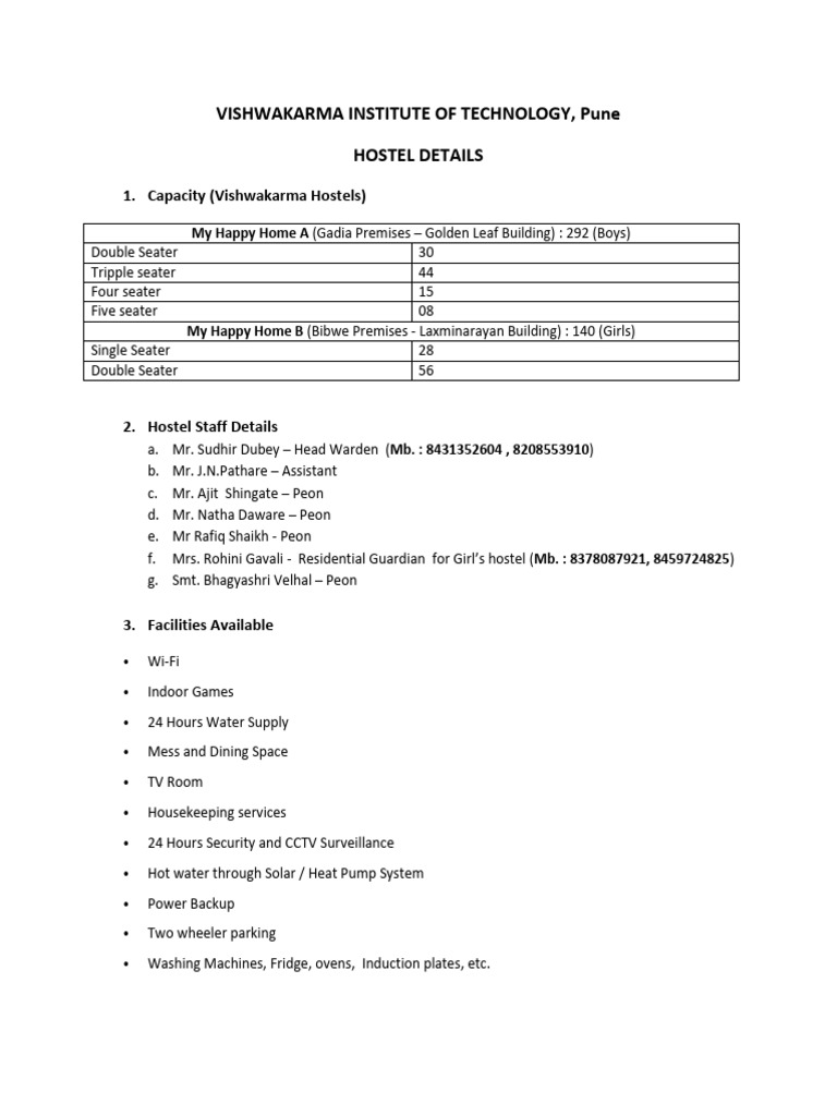 Hostel Information | PDF