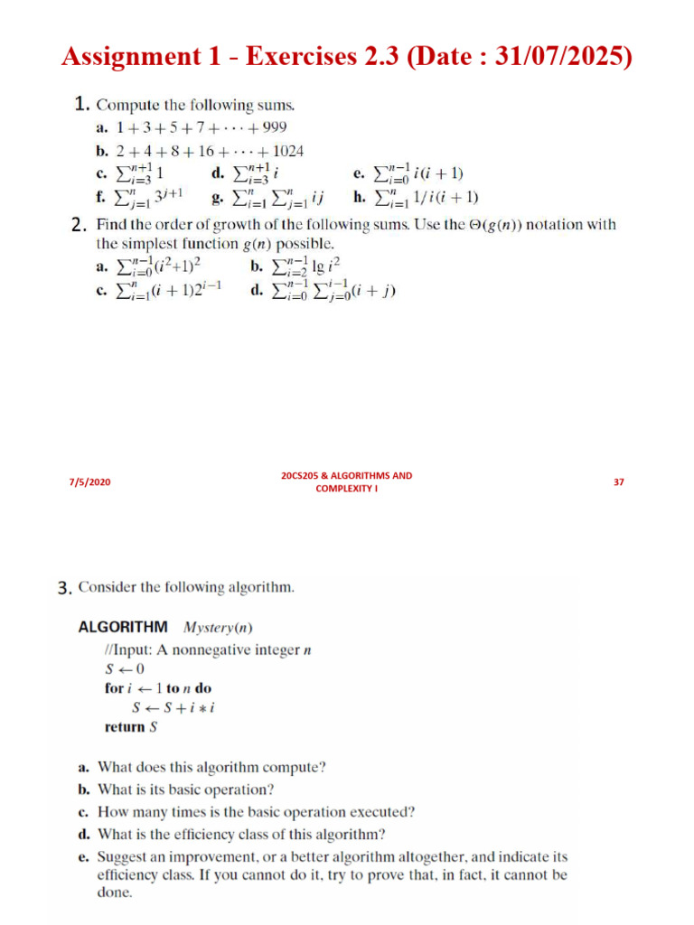Assignment 1 - Exercises 2.3 (Date: 31/07/2025) : 7/5/2020 20Cs205 ...