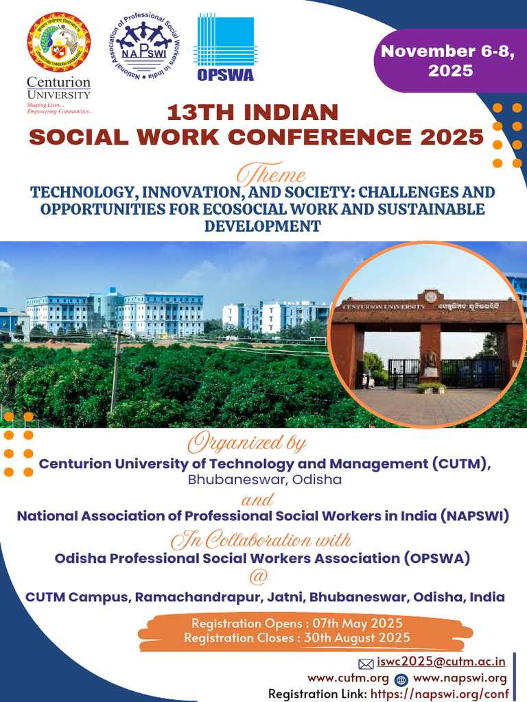13th Iswc-2025 Brochure Napswi Cutm | PDF | Social Work | Sustainability