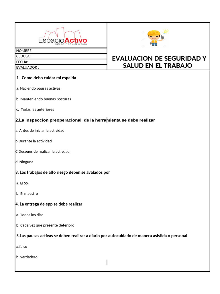 Evaluacion SST 2 | PDF