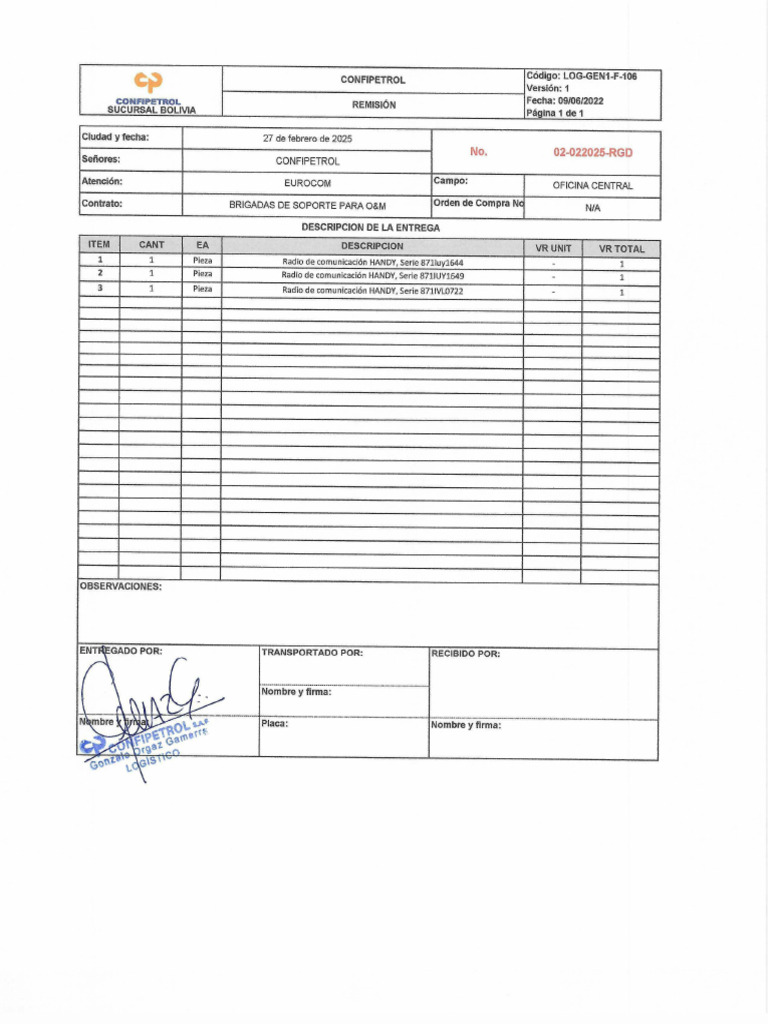 Nr. 03-022025-Rgd, Radios de Comunicacion | PDF