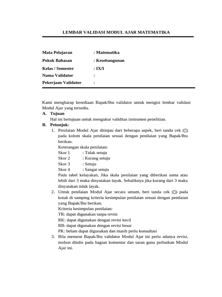 Lembar Validasi Modul | PDF