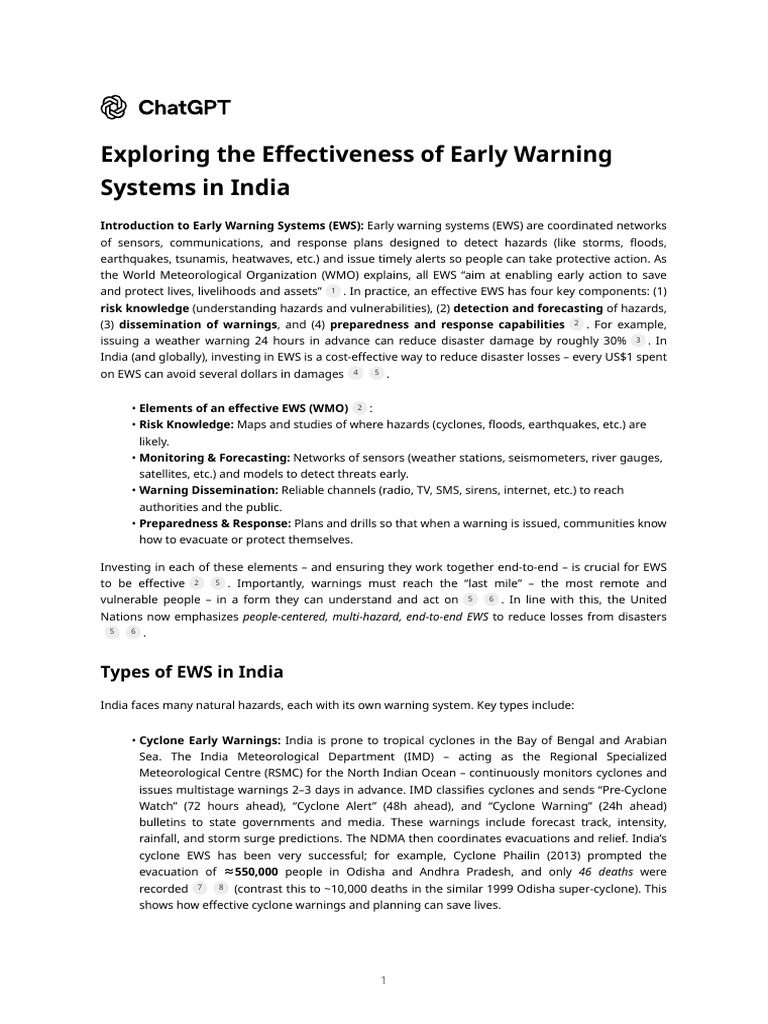 Exploring The Effectiveness of Early Warning Systems in India | PDF ...