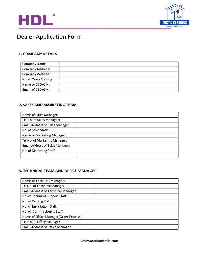 Dealer Application Form Submission | PDF
