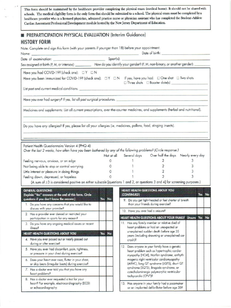 Preparticipation Physical Forms | PDF
