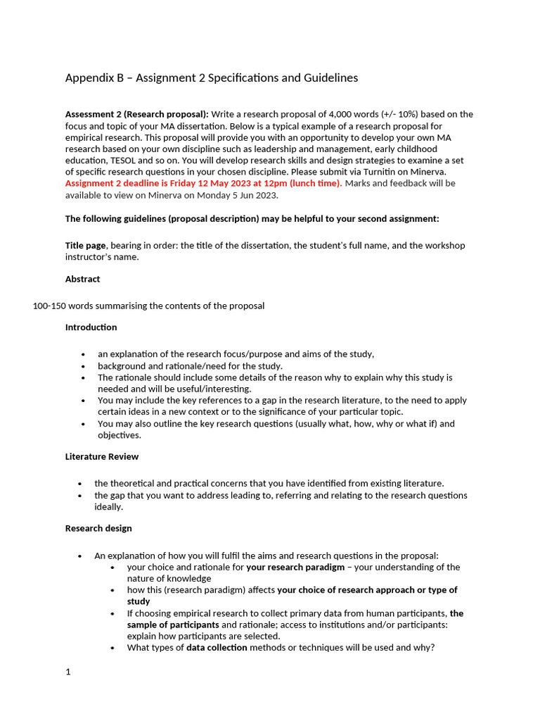 Appendix B - Assignment 2 Specification and Guidelines | PDF | Cognition | Science