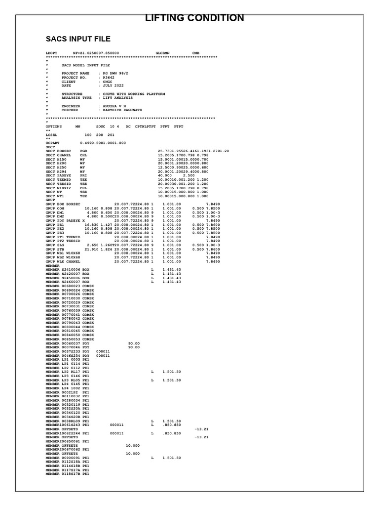 KG DWN 98/2 Lift Analysis Report | PDF