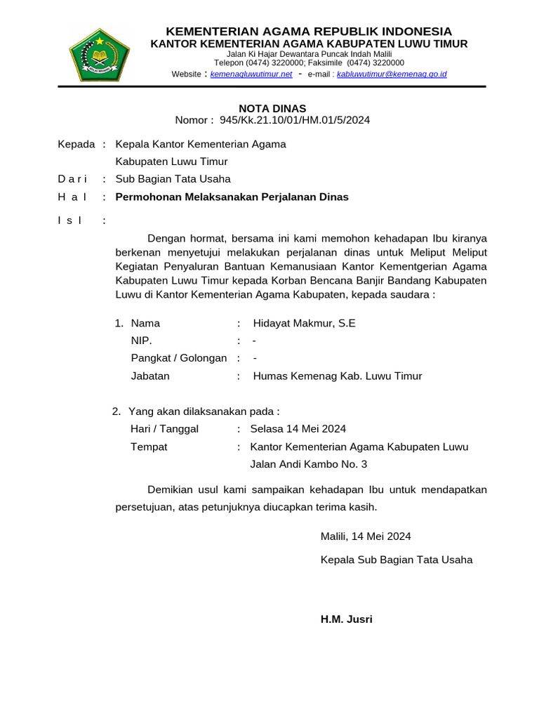Nota Dinas | PDF