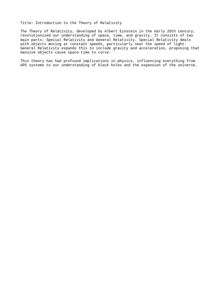 Understanding Einstein's Relativity Theory | PDF