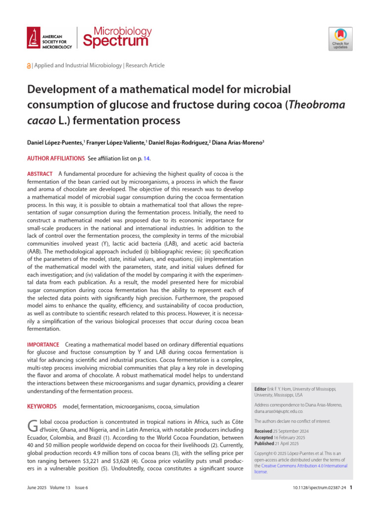 Development of A Mathematical Model For Microbial Consumption of ...