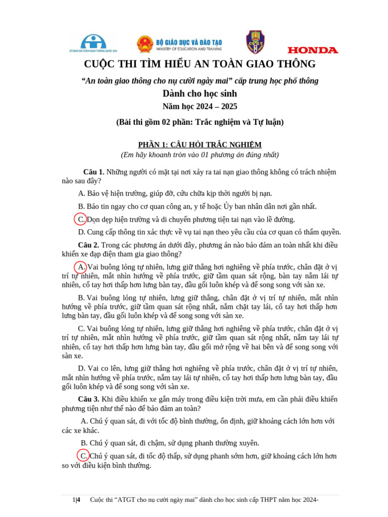 Đề thi HS THPT 2024 2025 | PDF