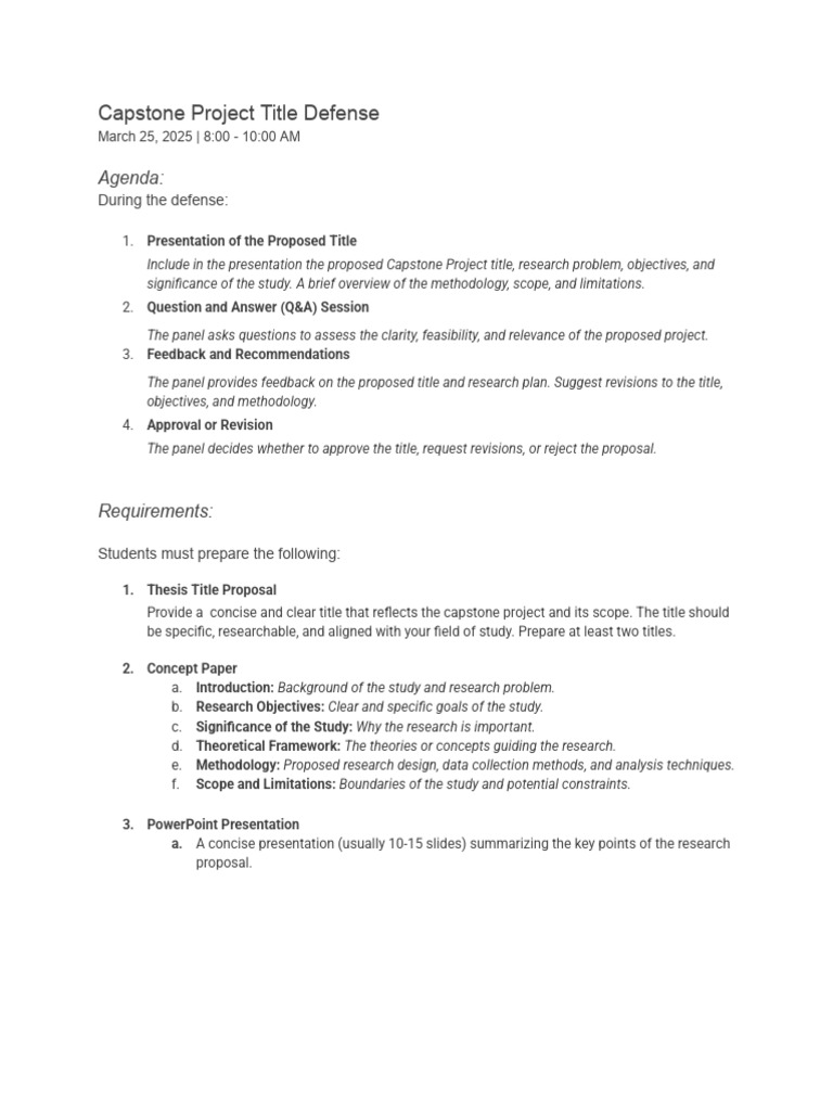 Capstone Project Title Defense | PDF