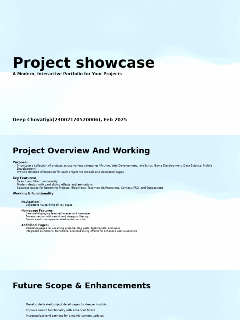 Interactive Project Showcase Portfolio | PDF