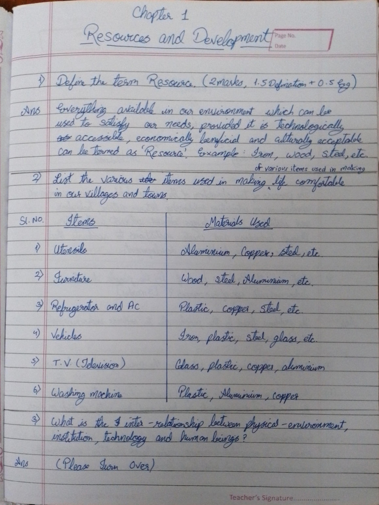 Geography Chapter1 Resourse and Development Class 10 Notes | PDF