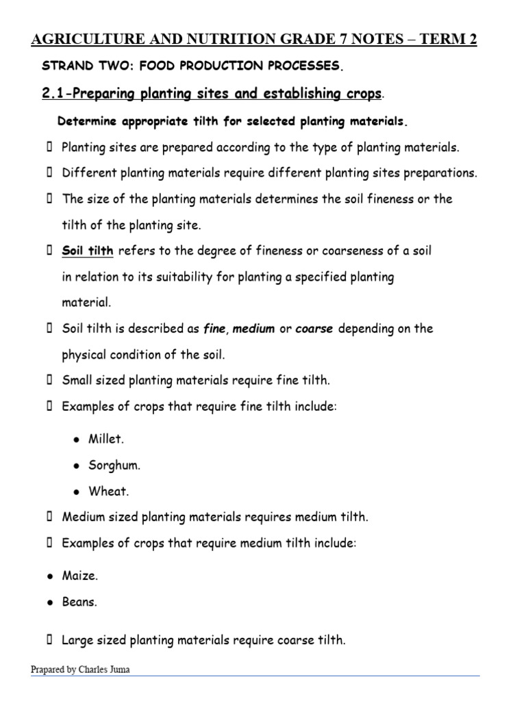 Grade 7 Agriculture and Nutrition Notes | PDF | Grilling | Roasting