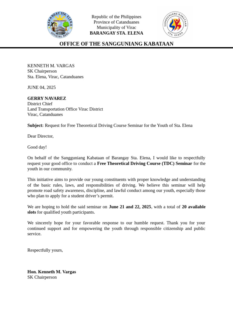 Letter of Request To LTO | PDF