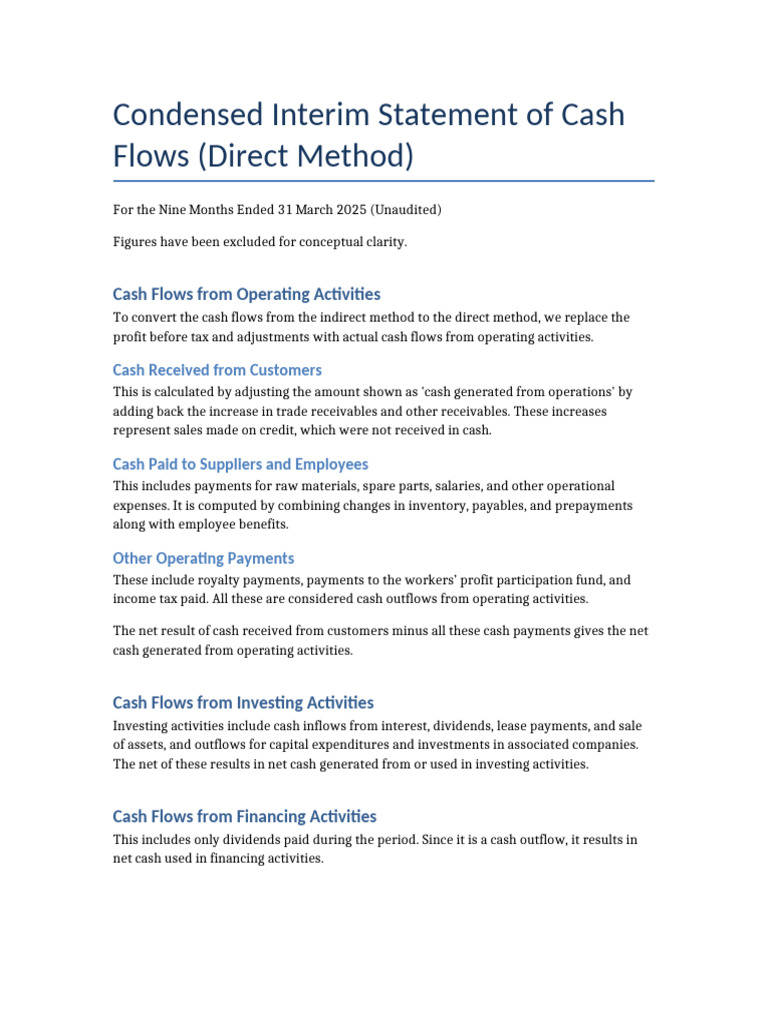 Direct Method Cashflow 2025 Conceptual | PDF