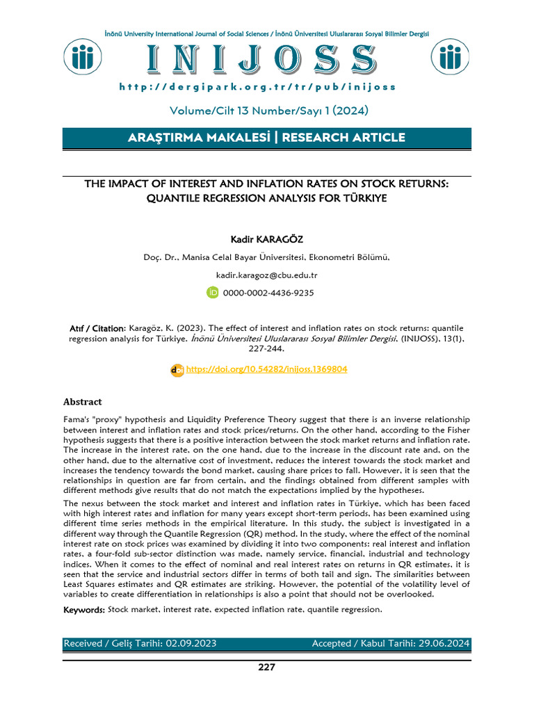 0000 Karagoz, Kadir 2024 Jurnal Internasional | PDF | Capital Asset Pricing Model | Economies