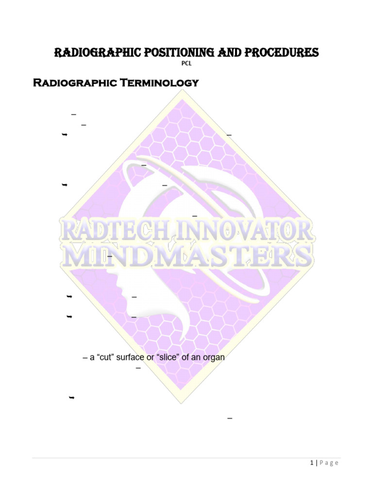 Radiographic Positions and Procedures Mindmasters | PDF | Anatomical ...