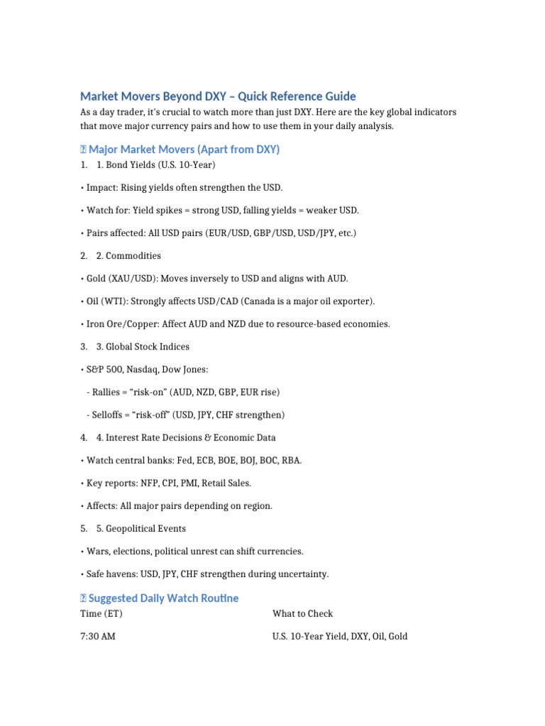 Key Currency Movers Beyond DXY Guide | PDF