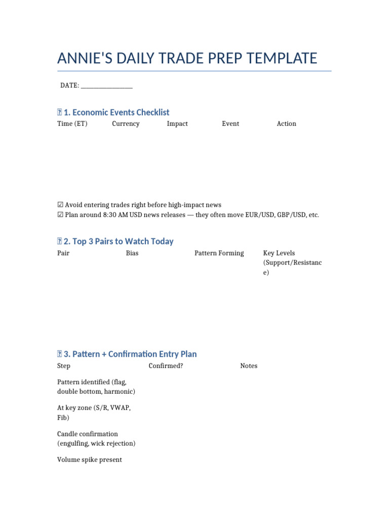 Annie Trade Prep Template | PDF