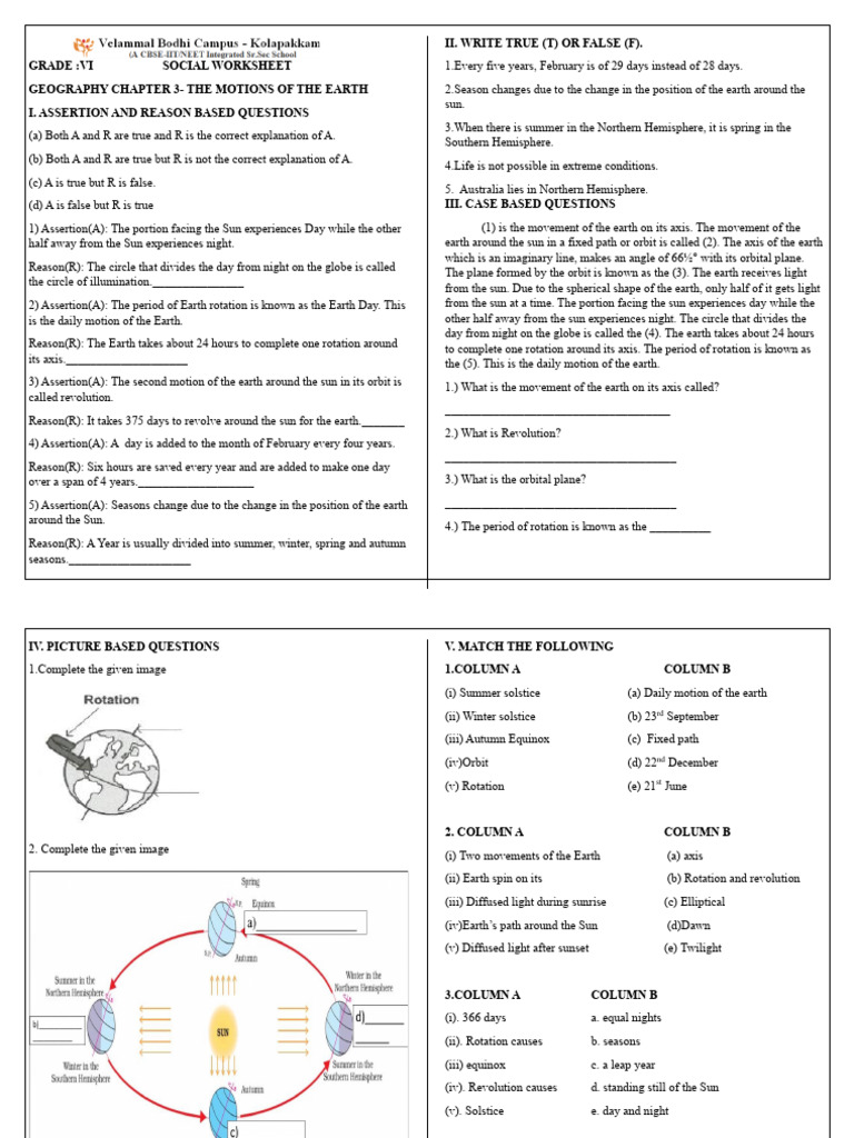 Geography Chapter 3- The Motions of the Earth( New Book) (1) | PDF ...