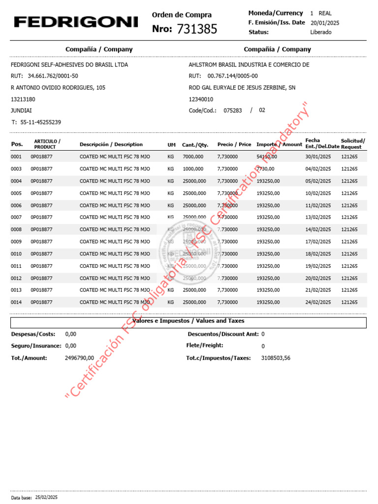 Orden Comra 731385 | PDF