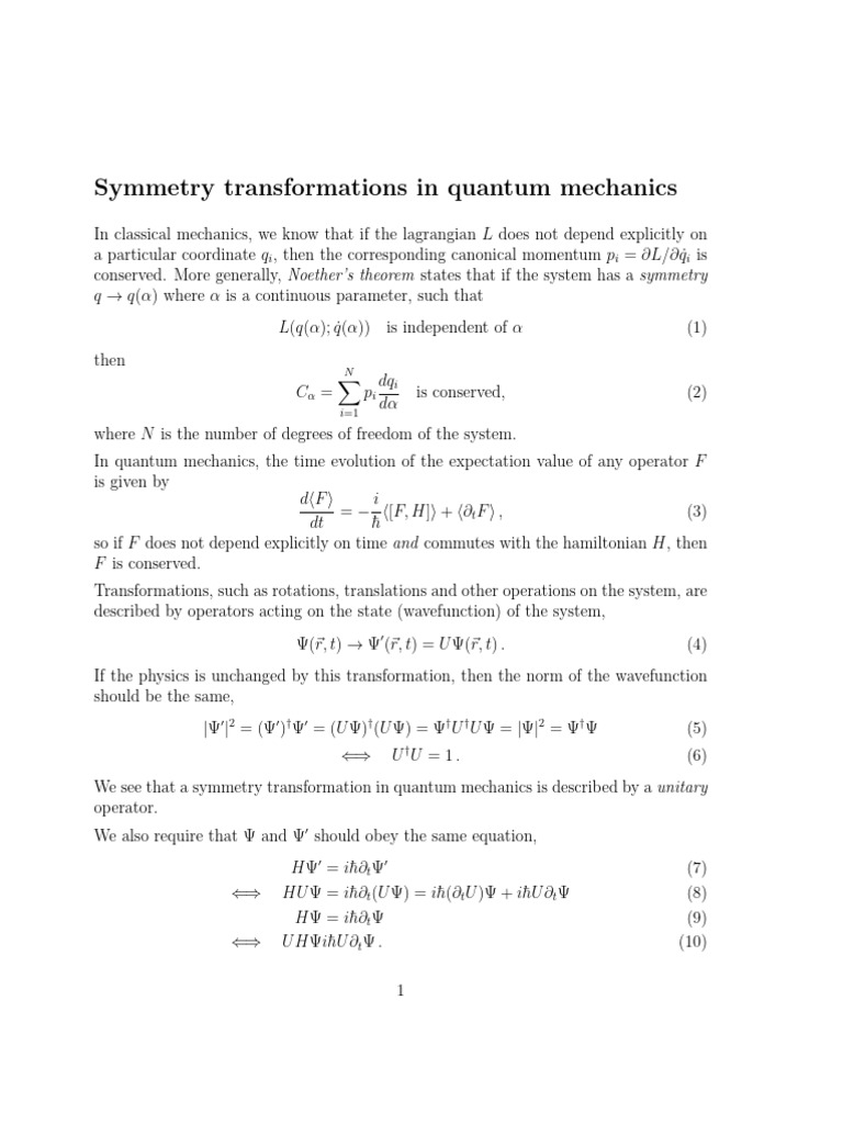 Bien Doi Doi Xung Trong Co Hoc Luong Tu | PDF | Wave Function | Spin ...