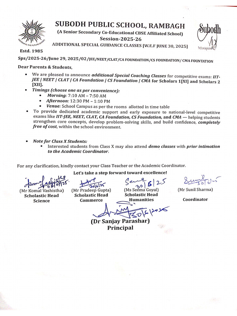 Special Coaching Classes for Competitive Exams | PDF