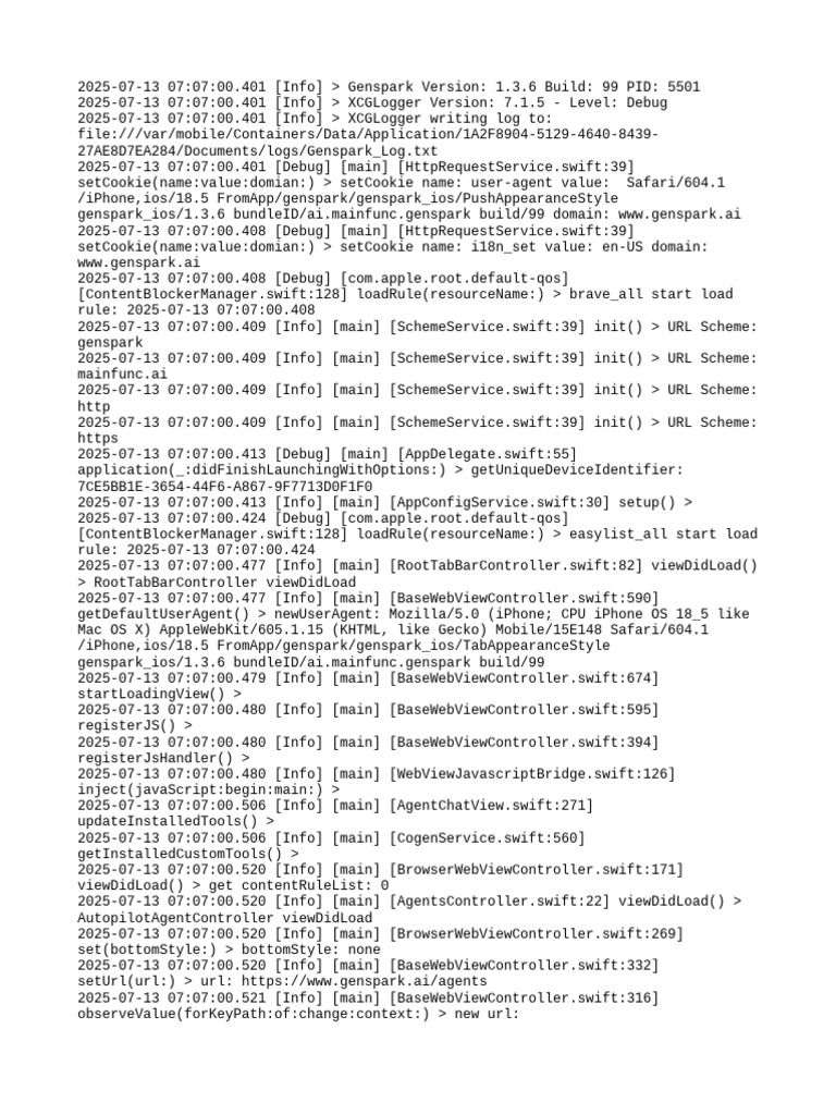 Genspark Log 2025-07-14 105528 | PDF | Safari (Web Browser) | Computing