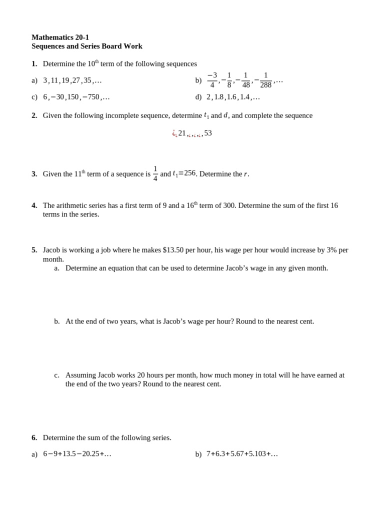 Sequences and Series Problem Solutions | PDF