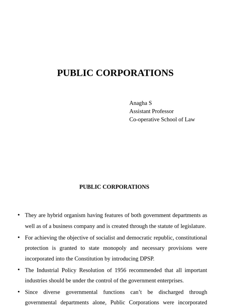 Understanding Public Corporations in India | PDF | Legal Liability ...
