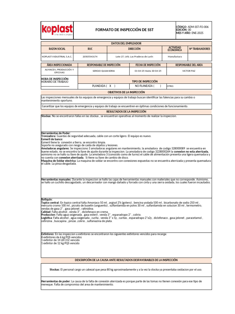 Informe de Inspecciones Abril | PDF