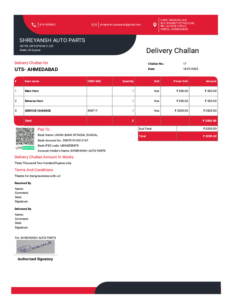 Delivery Challan 17 18-07-2025 | PDF | Financial Markets | British Empire