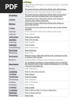 Ology List of Sciences | PDF | Cell Biology | Pathology