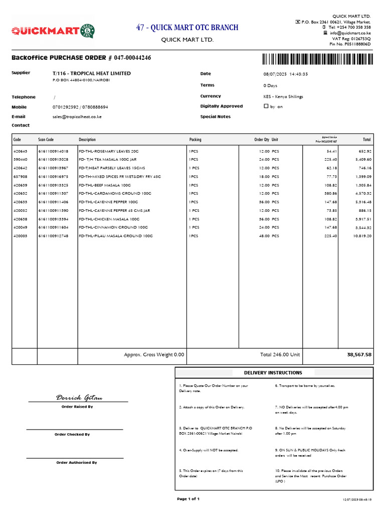 Quick Mart Purchase Order #047-00044246 | PDF | Chess Theory | Chess