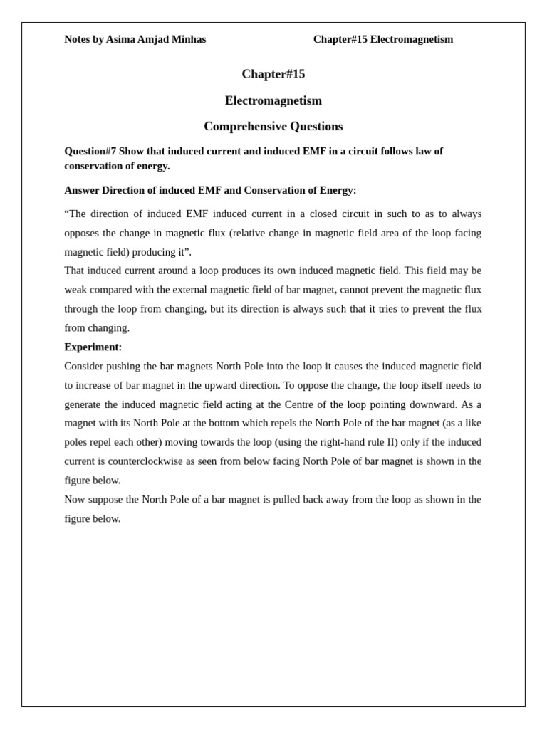 Chapter 15 Comprehensive Question#7 | PDF | Electromagnetic Induction ...