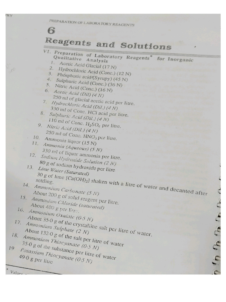 Preparation of Reagents and Solutions | PDF