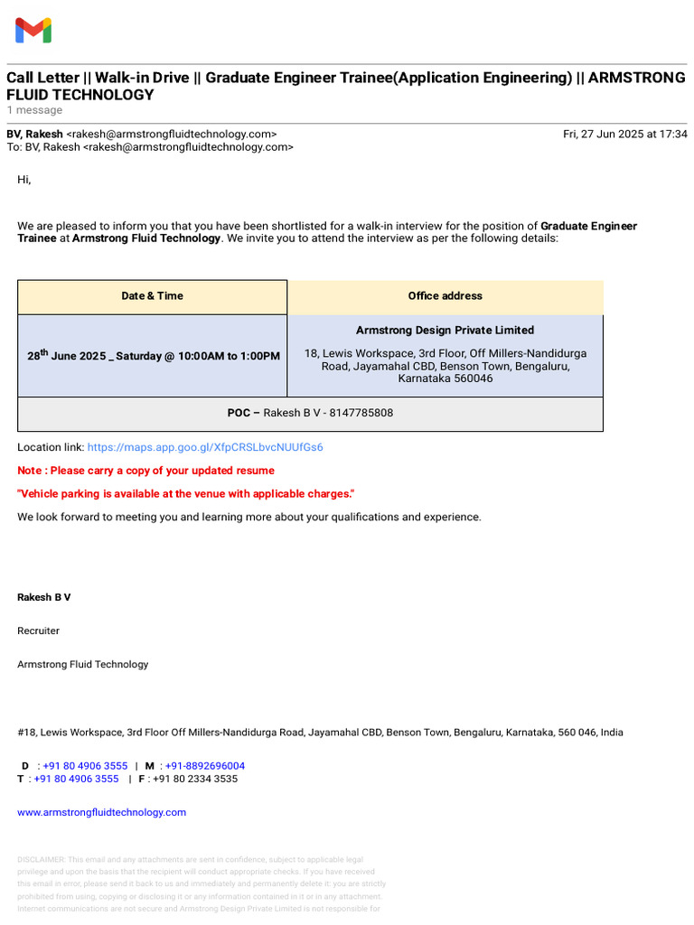 Graduate Engineer Trainee Interview Invite | PDF