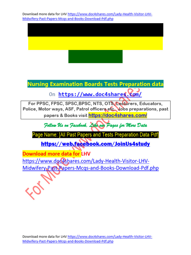 Midwives and LHV Nursing Objective & Subjective Past Paper 2021 | PDF